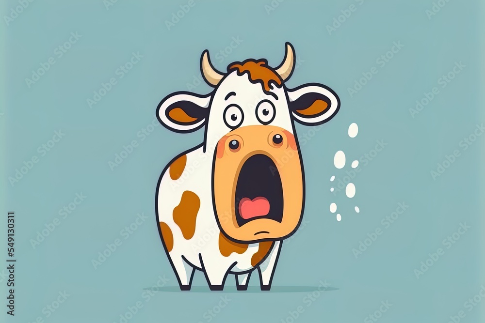 Cute Cow Surprised Cartoon 2D Illustrated Icon Illustration. Animal ...