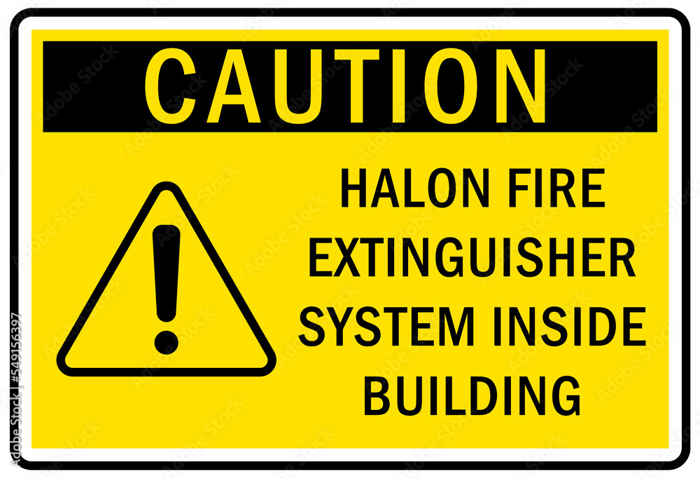 Стоковий вектор Fire emergency sign halon fire extinguisher system ...