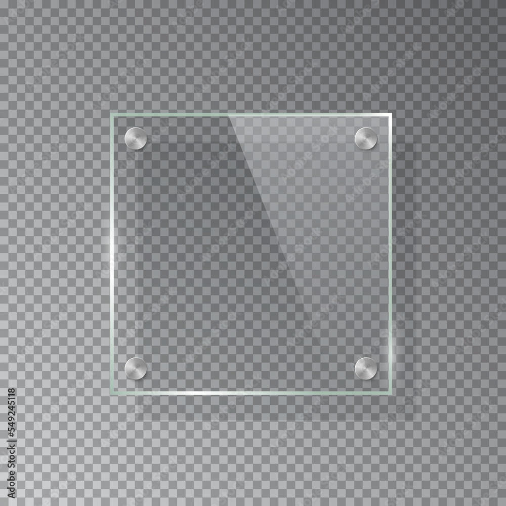 Glass square plate isolated on transparent background. Vector realistic ...