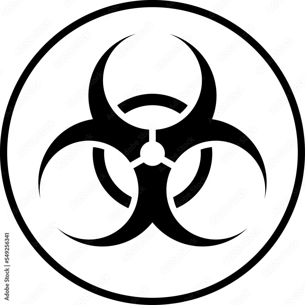 Round Black and White Warning Sign with Biological Hazard or Biohazard ...