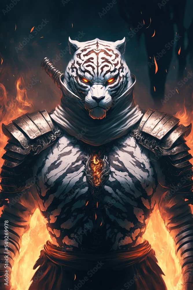Portrait of Humanoid white tiger warrior. fantasy scenery. concept art ...
