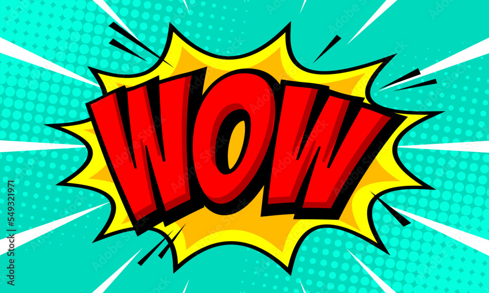 Wow text comic cartoon illustration Stock Vector | Adobe Stock
