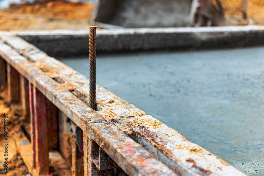 Reinforced concrete foundation of a modern monolithic residential ...
