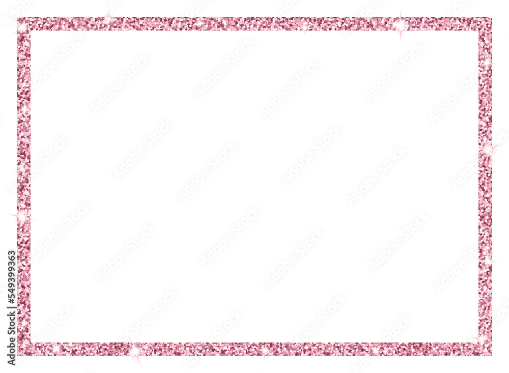 rectangle rose gold glitter frame isolated on transparent background ...