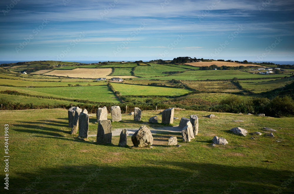 archaeological site of prehistoric stone circle of Drombeg, County Cork ...
