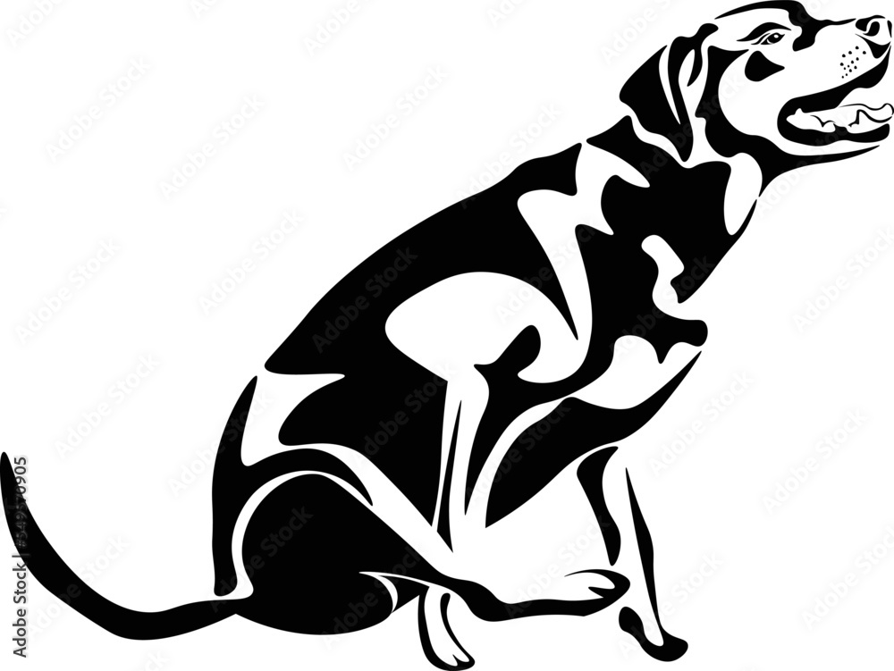 Vetor Black and White Cartoon Illustration Vector of a Labrador Golden ...