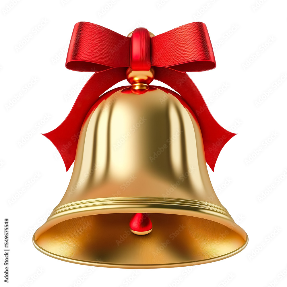 Golden metal bell isolated on a transparent background. symbol of ...