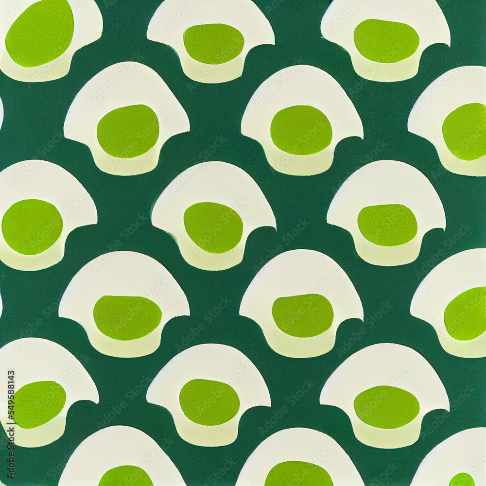 Midcentury modern style print, retro shades of green, abstract patterns ...