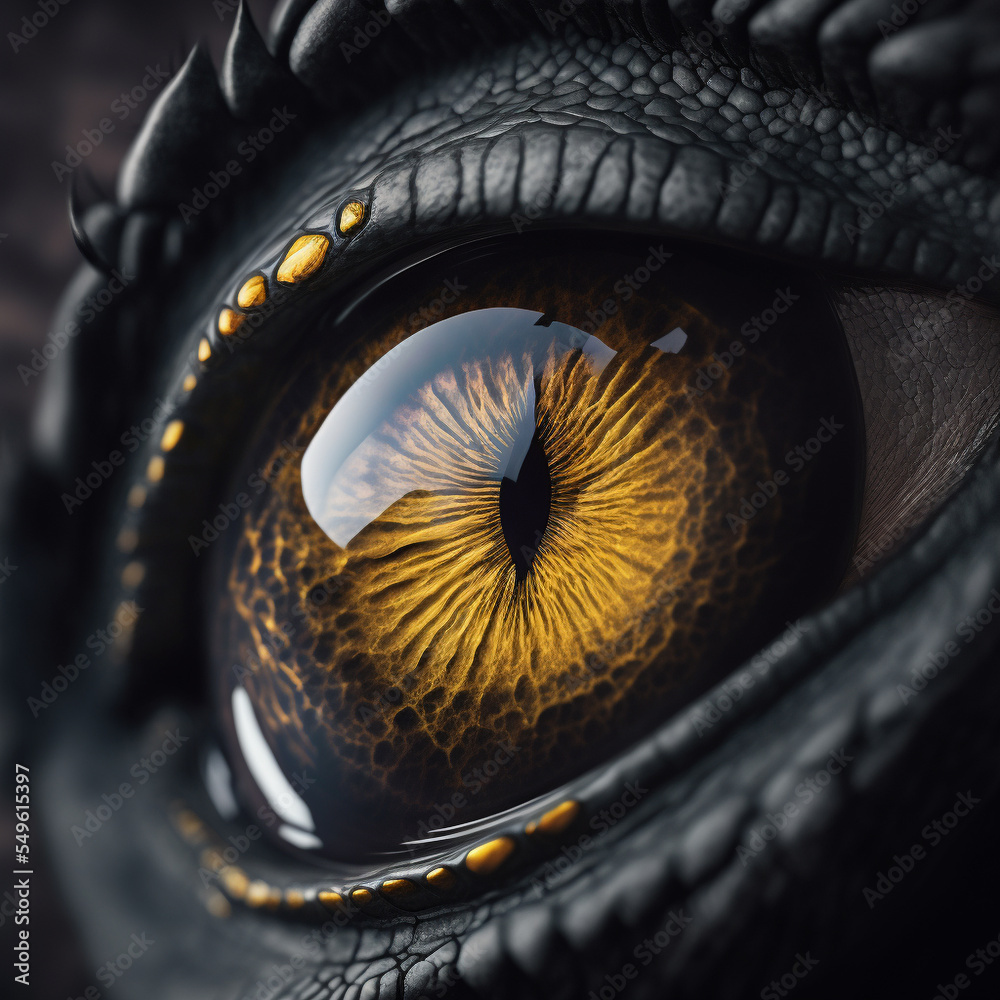 Concept art illustration of black dragon eye Stock Illustration | Adobe ...