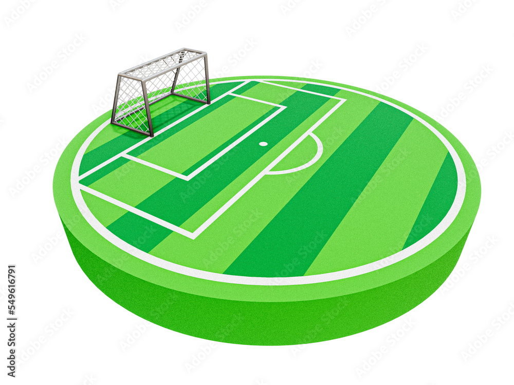 Soccer 3d field, realistic 3D rendering circle cutaway terrain floor ...