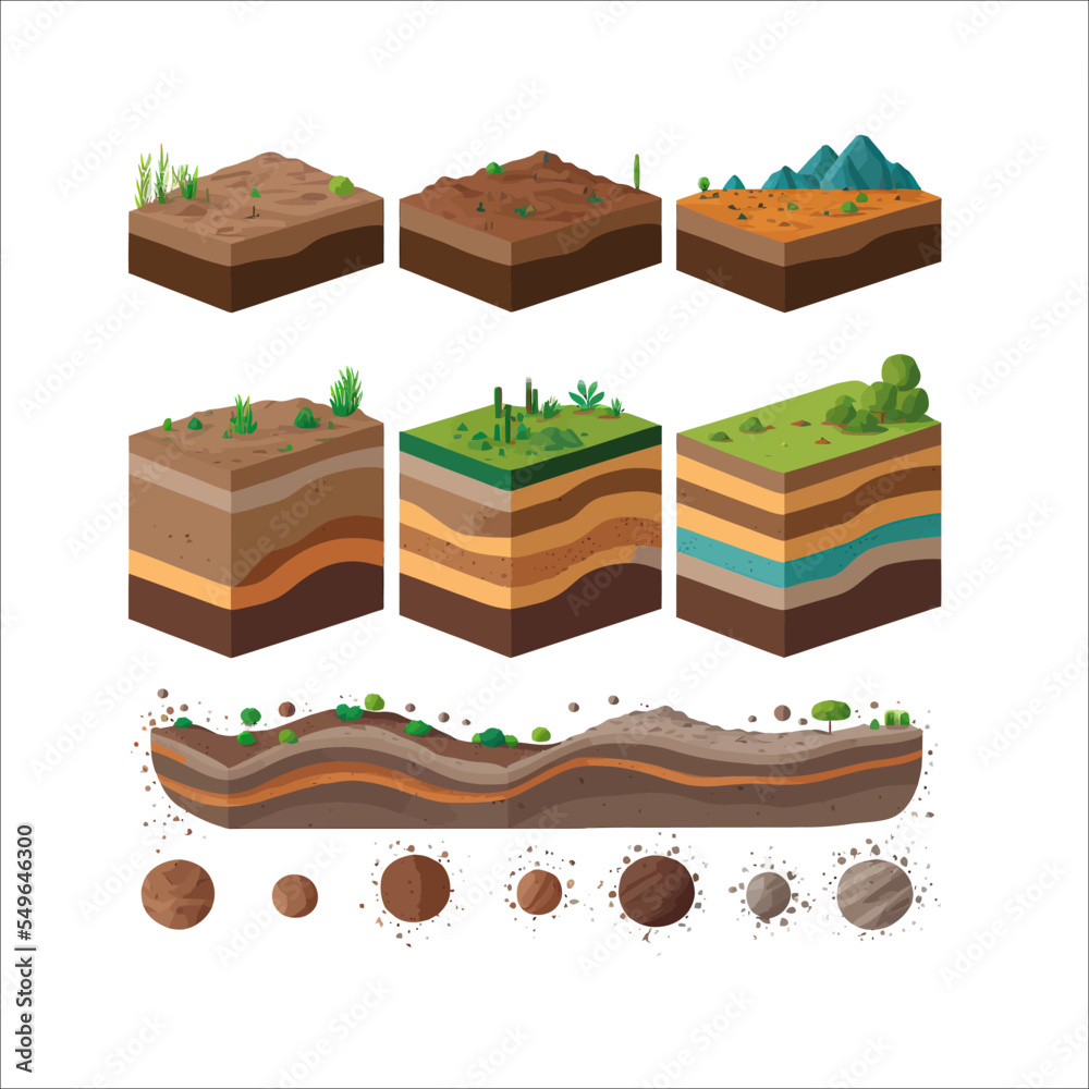 Seamless ground cross sections, underground textures set. Landscape ...