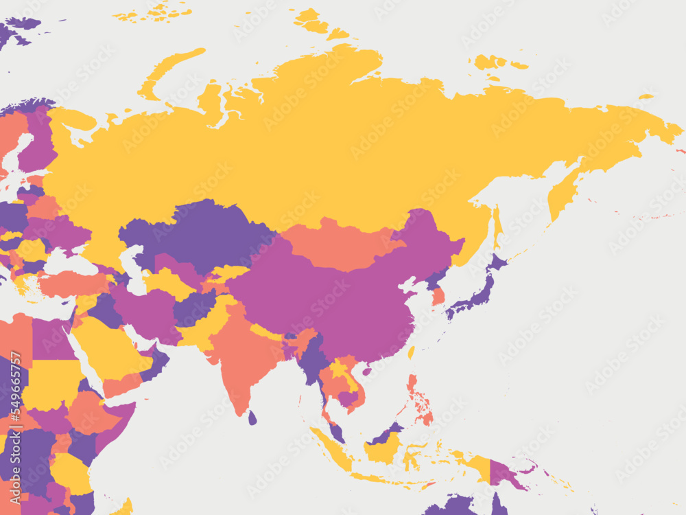 Asia blank map. High detailed political map of asian continent 素材庫向量圖 ...