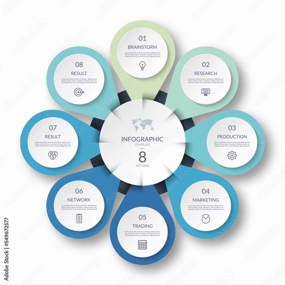 Vector de Stock Infographic cycle diagram with 8 steps. Can be used as ...