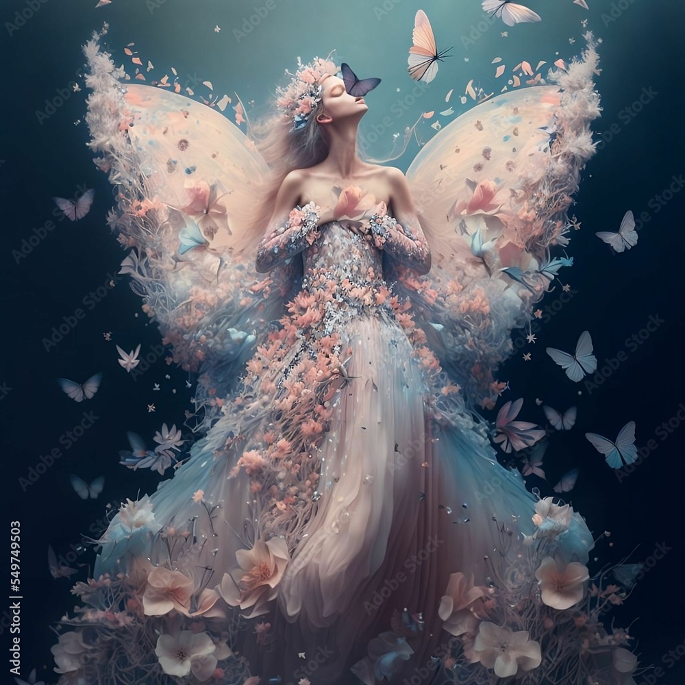 Beautiful Artwork of Magical Butterfly Fairy Woman | Created Using Midjourney ai and Photoshop ...