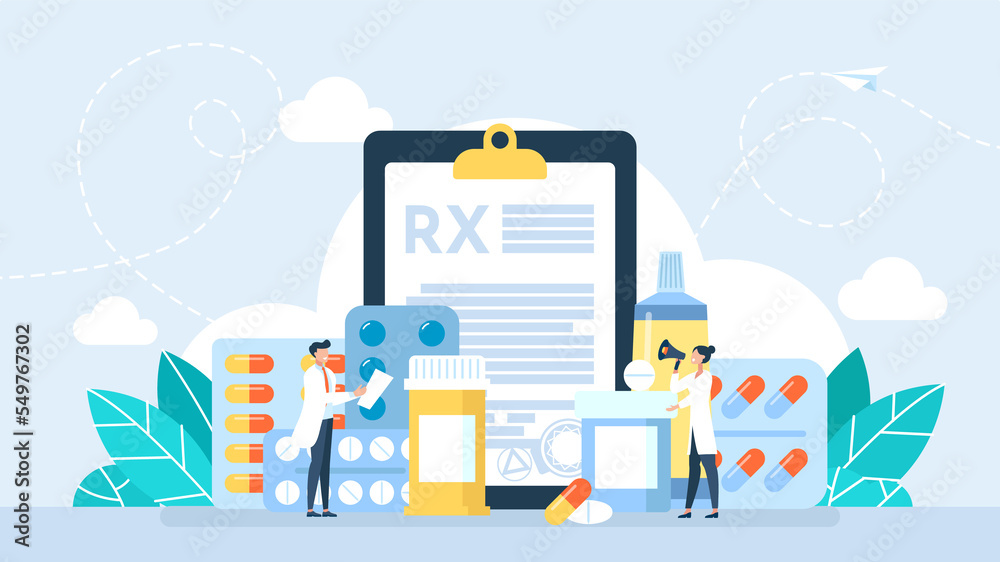 Rx medical prescription. The doctor prescribes a recipe, disease ...