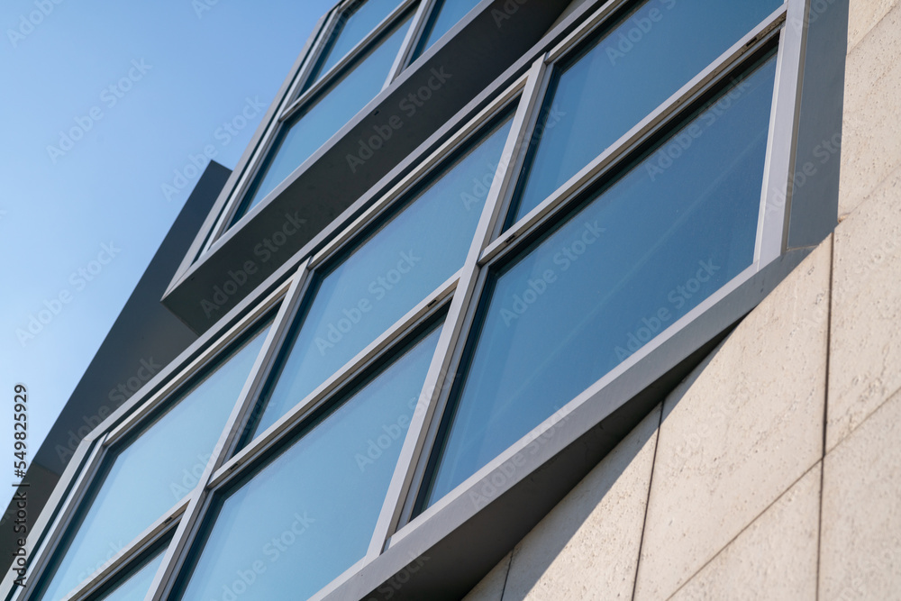 window and mullion on a contemporary modern building. The details of ...