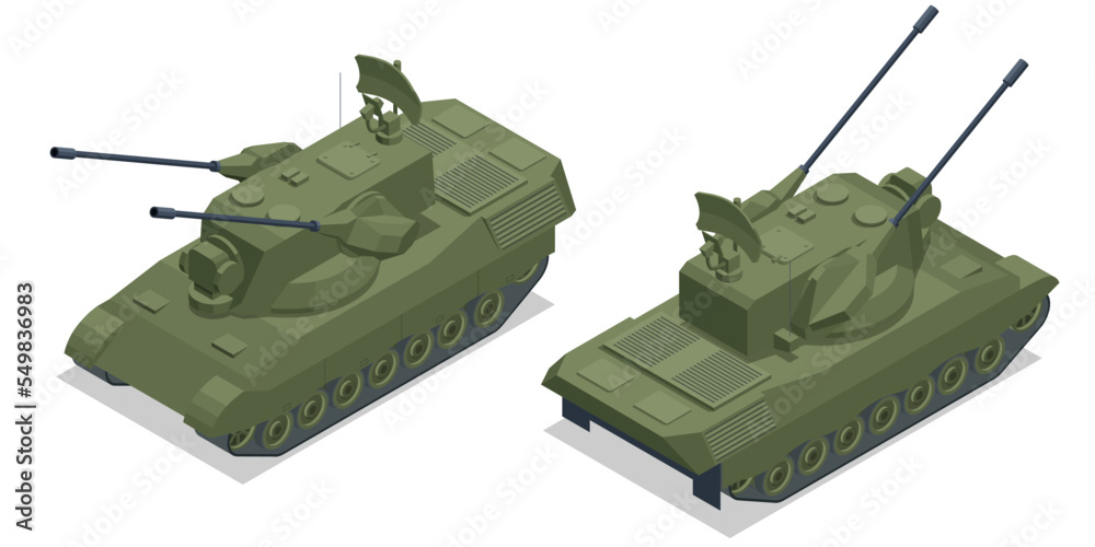 Isometric Flakpanzer Gepard, Self-propelled anti-aircraft gun. The ...