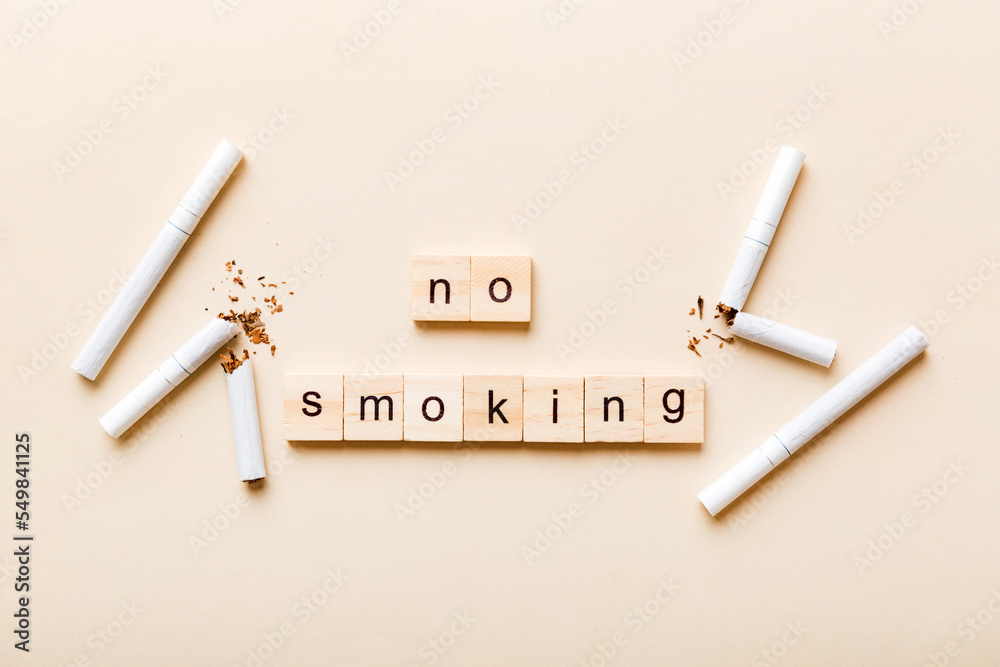 Cigarette And Wooden Blocks, Broken cigarette on table background, No ...