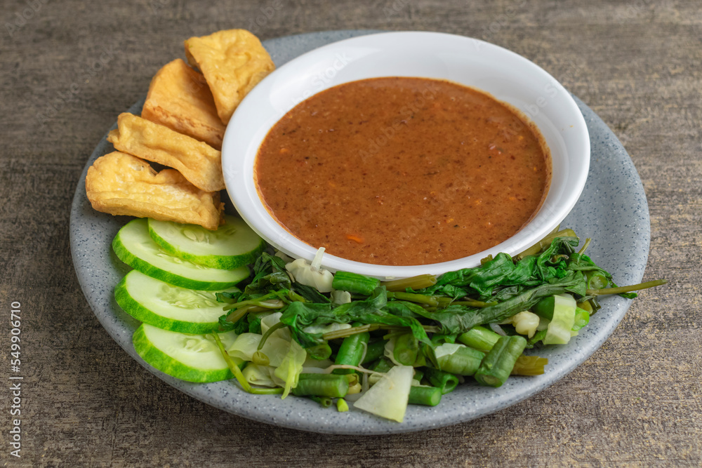 pecel is Indonesian traditional vegetable salad with peanut sauce ...