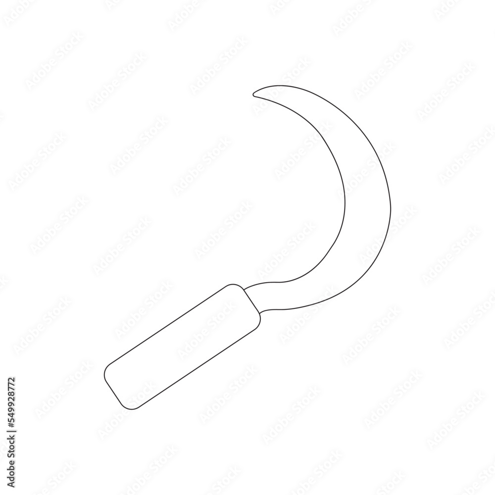 Sickle line art vector isolated on white background. reaping hook ...