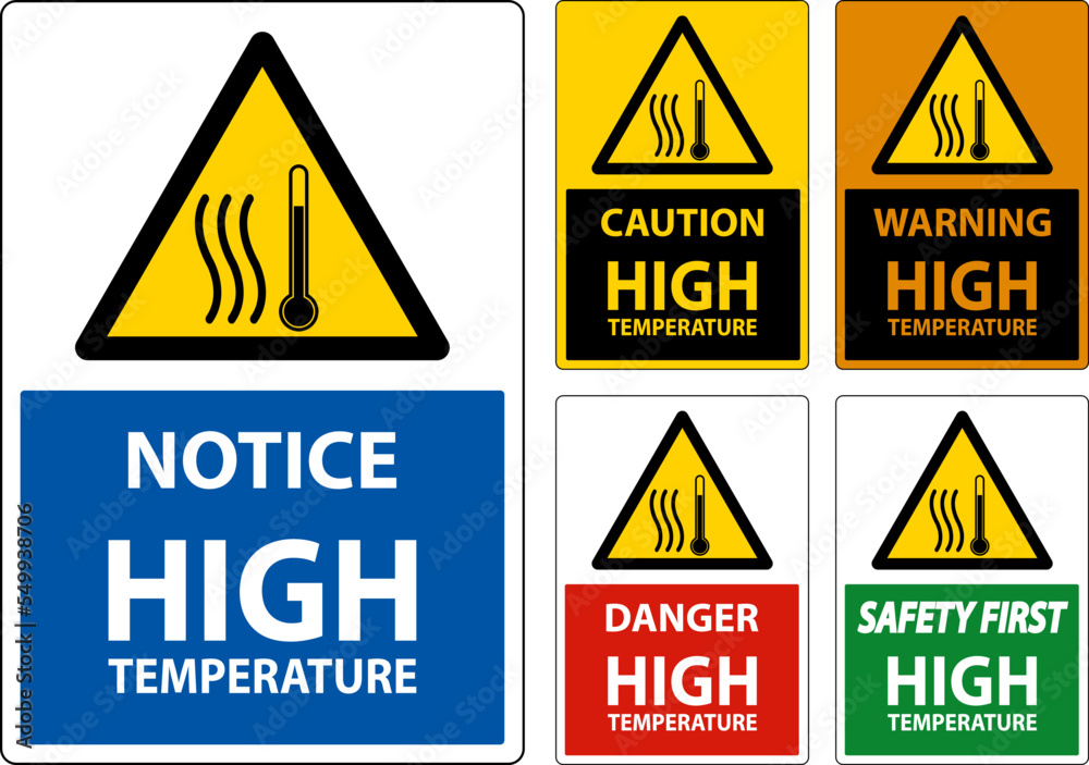 Caution High temperature symbol and text safety sign. Stock Vector ...