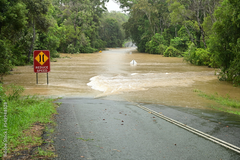 Flooded road in the Sunshine Coast, Queensland, Australia Stock Photo ...