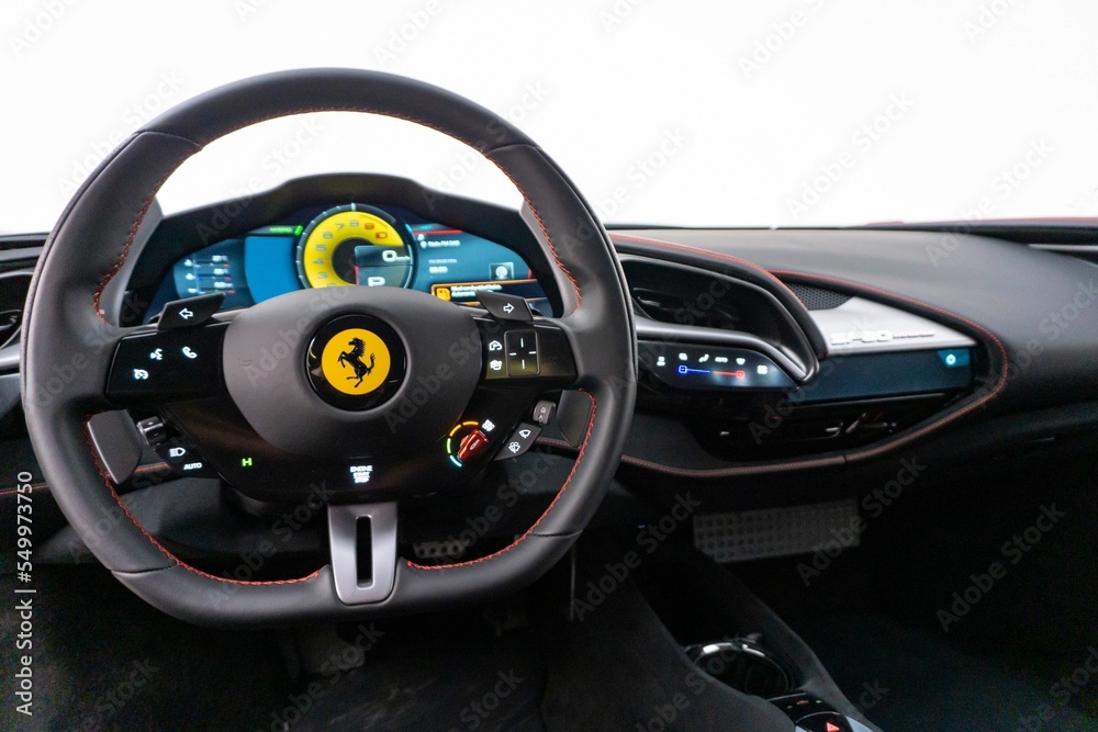 Interior of Ferrari SF90 Stradale Stock Photo | Adobe Stock