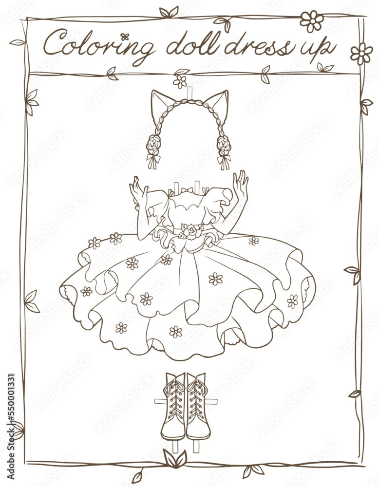 dress up doll coloring drawing cartoon doodle kawaii anime cute ...