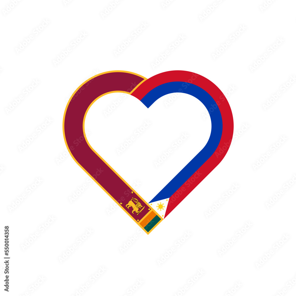 unity concept. heart ribbon icon of sri lankan and filipino flags ...