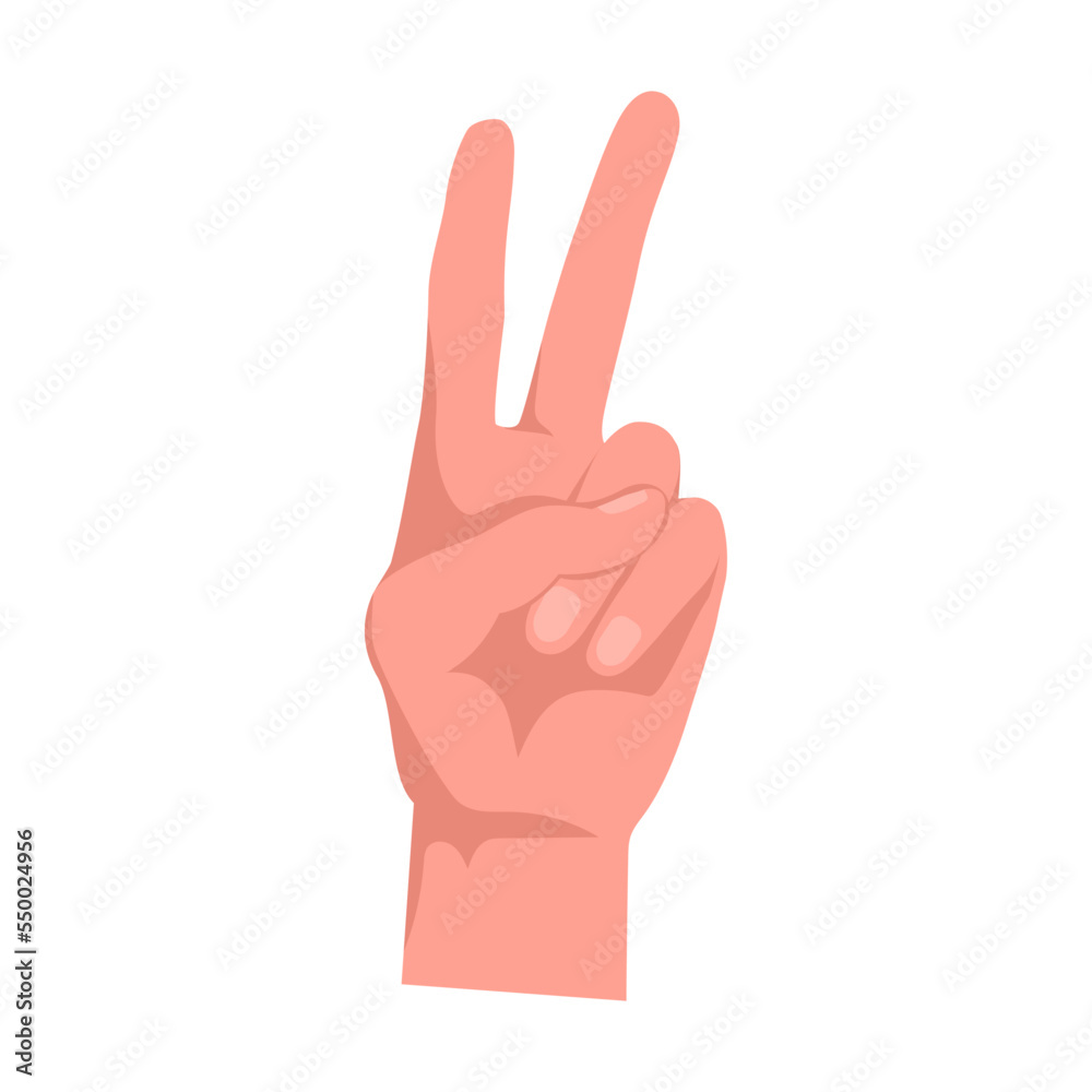 Peace gesture two fingers up. Hand gestures cartoon vector illustration ...