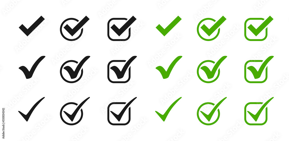 Vector de Stock check mark. check marks black and green vector icon ...