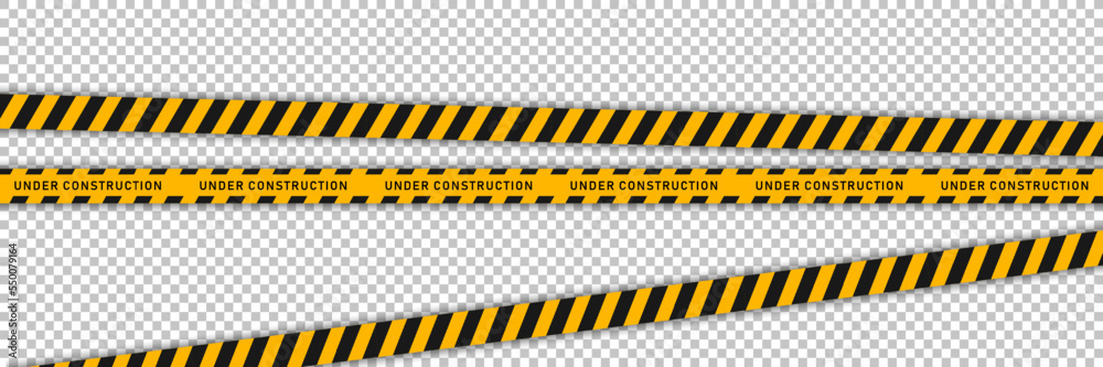 Yellow barricade tape with black diagonal stripes isolated on ...