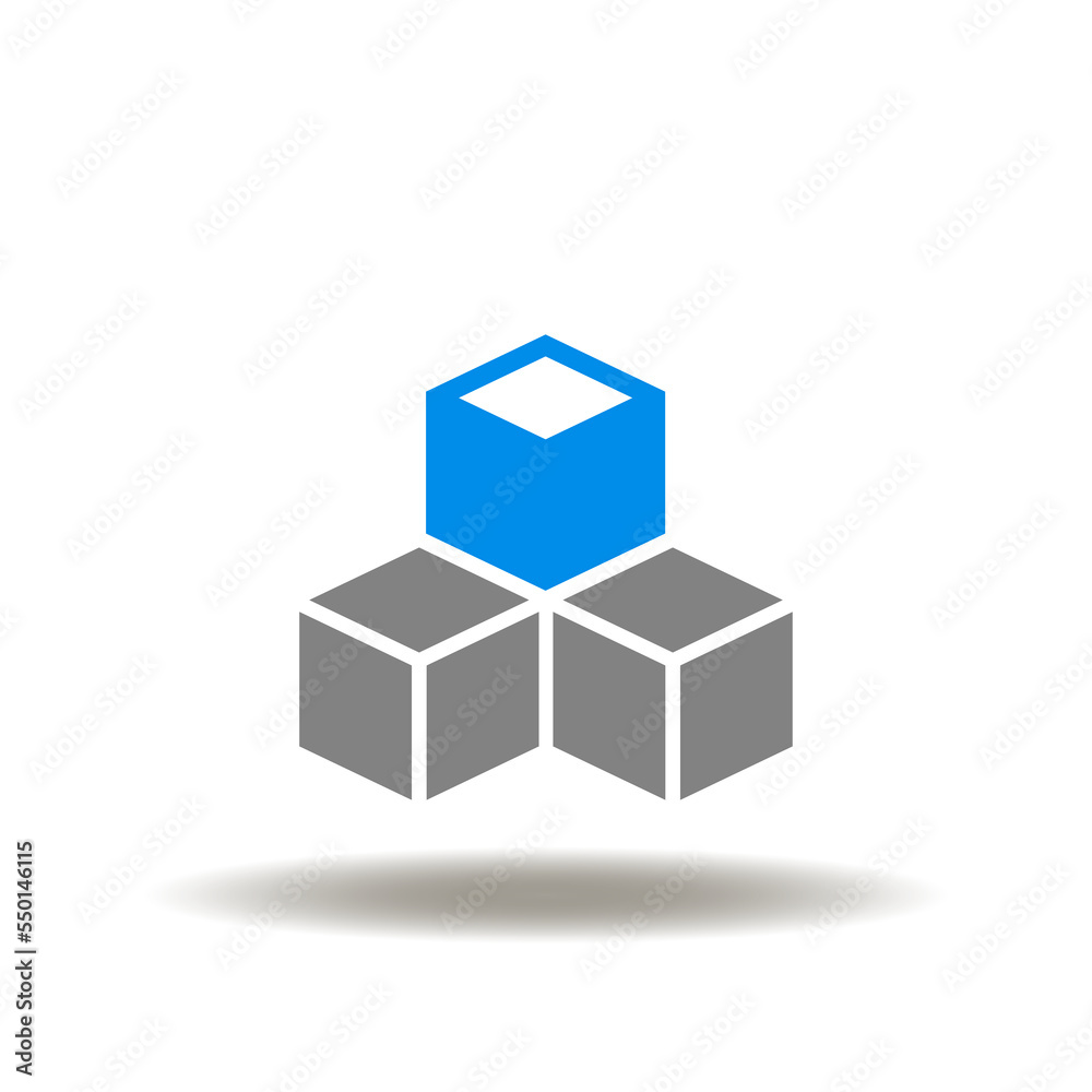 Vector illustration of 3d boxes or 3d cubes structure. Icon of SDK ...