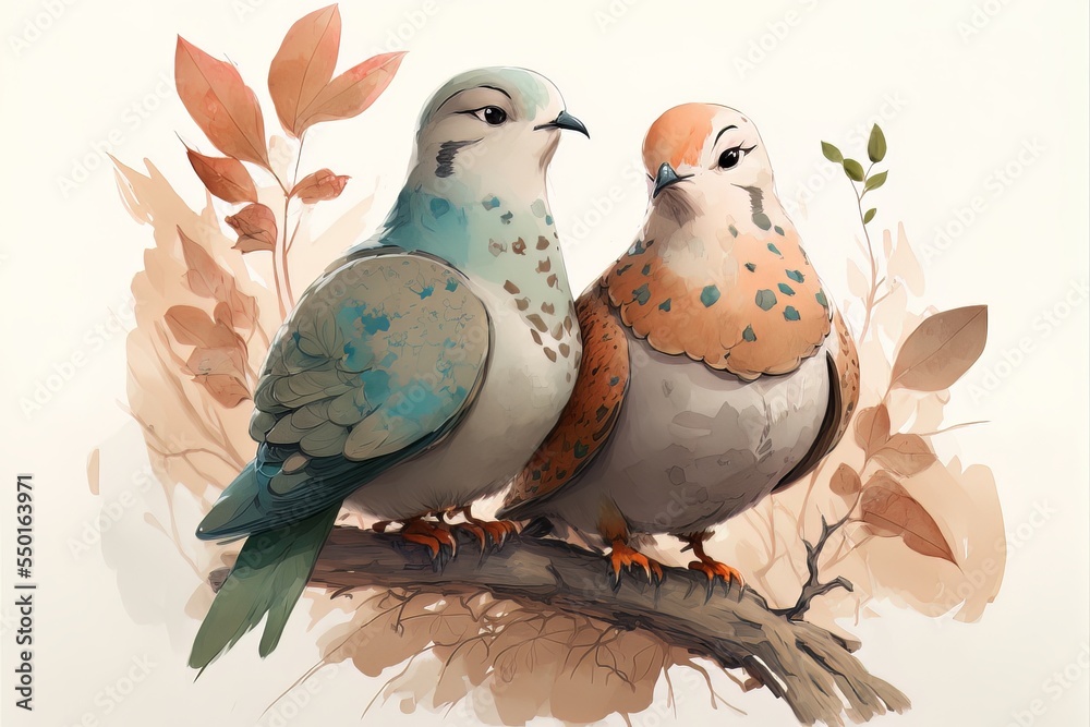 Twelve Days of Christmas Illustration - Two Turtle Doves Stock ...