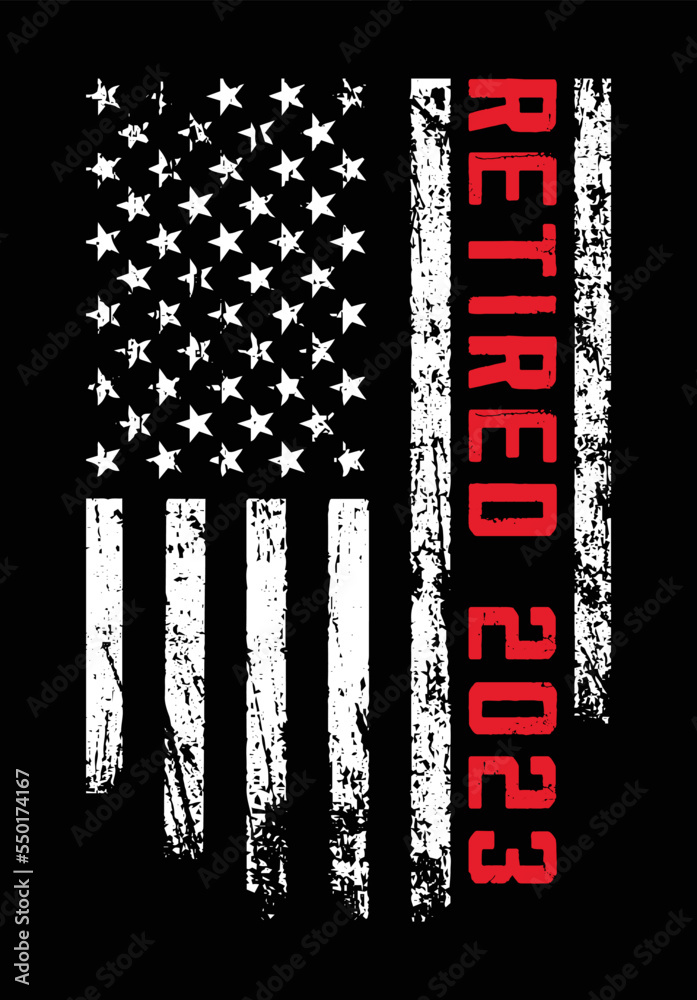 Retired 2023 With USA Flag Logo Design Stock Vector | Adobe Stock