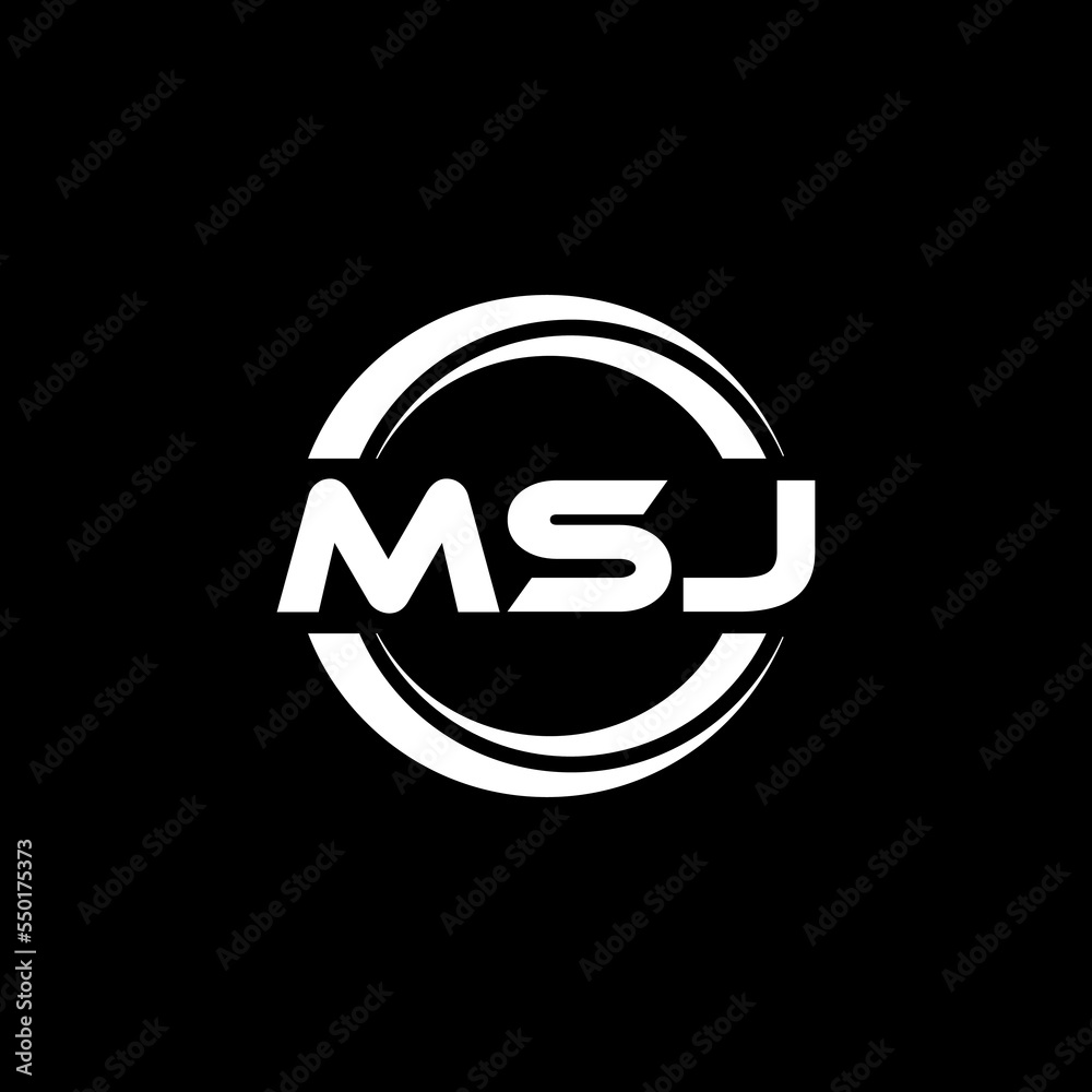 MSJ letter logo design with black background in illustrator, vector ...