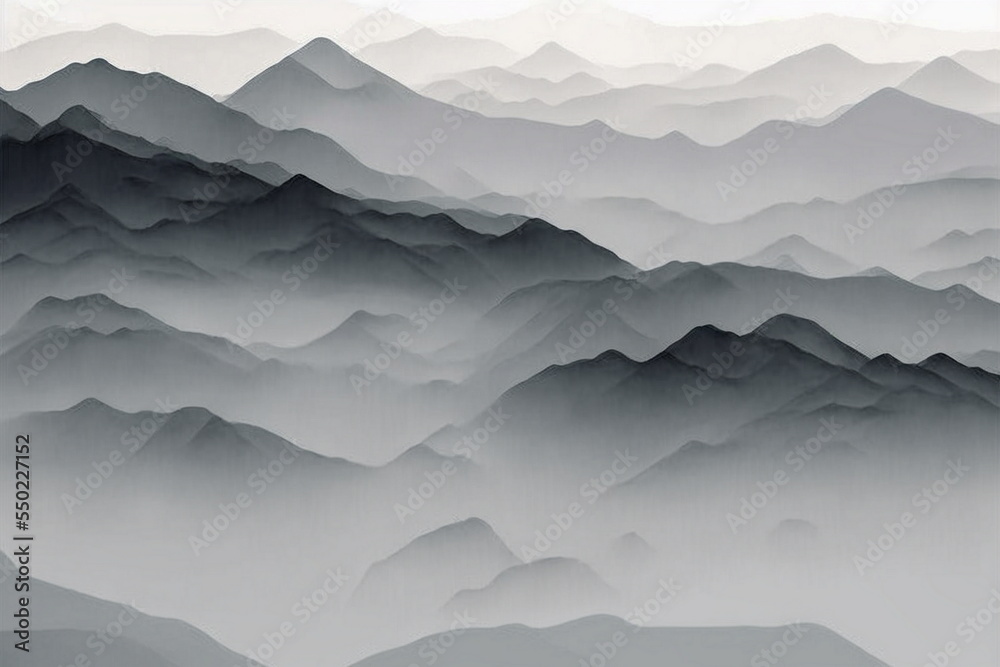 Ilustração Seamless gray mountains fading into fog. High quality ...