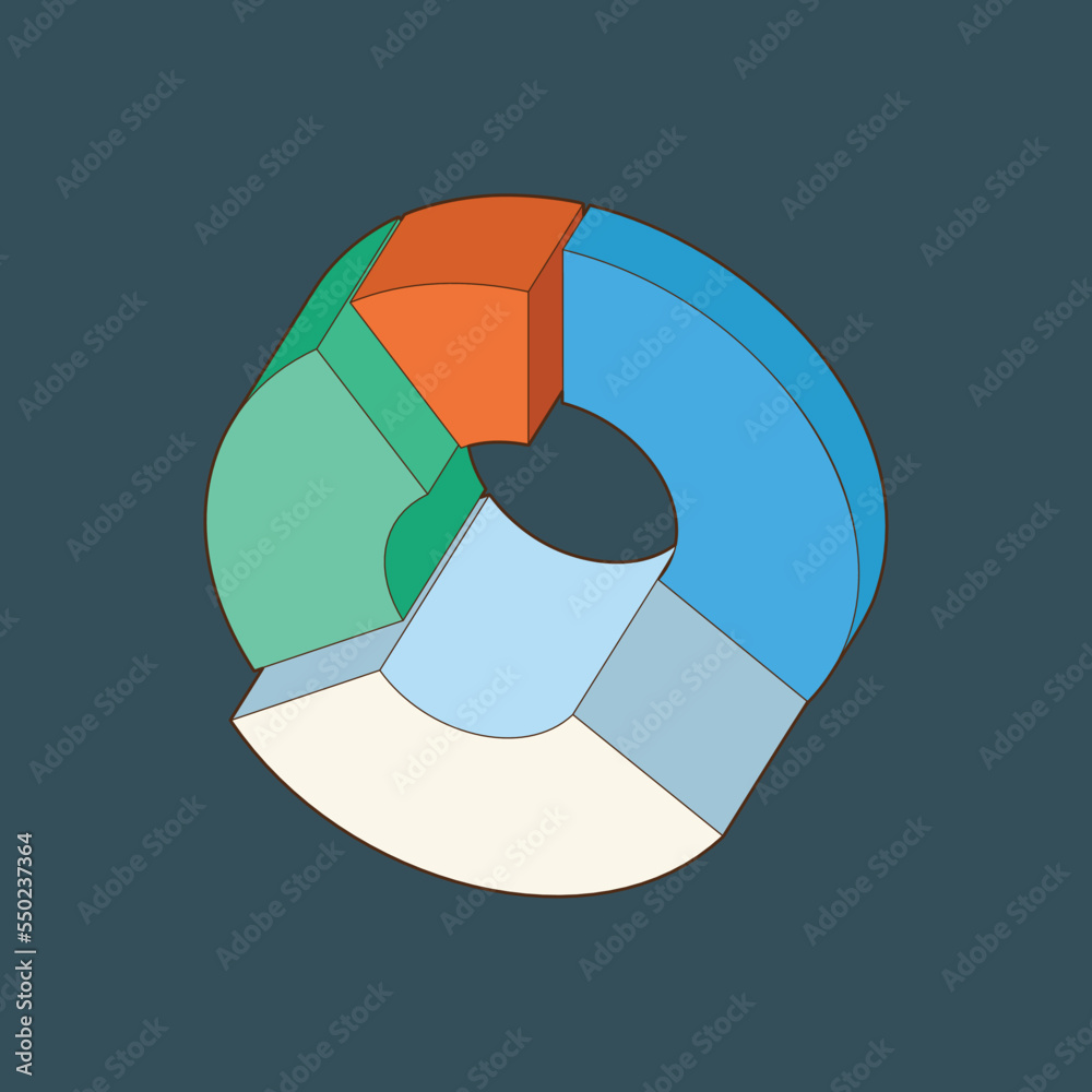 Donuts, Pie chart icons, isolated on the background. 3d, Isometric ...