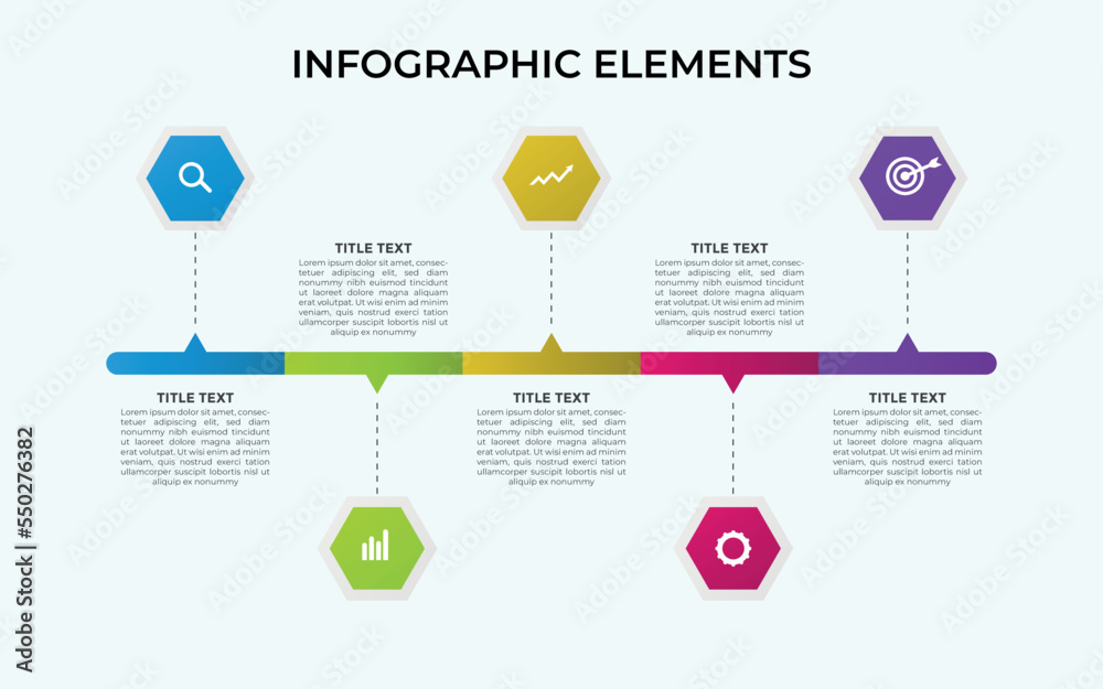 Linear vector infographics, 5 options workflow diagram, circle timeline number infograph ...