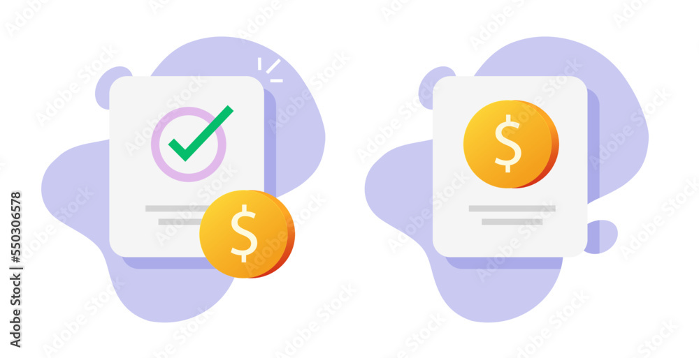 Pay payment notice notice vector icon, tax paid invoice symbol, money ...