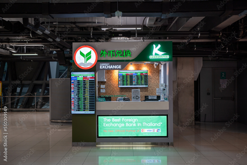 BANGKOK, THAILAND - JUL 13, 2022: Kasikornthai Bank (K Bank) currency ...