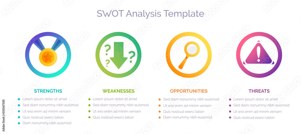 SWOT analysis infographic. Colorful Graphic elements for presentation ...
