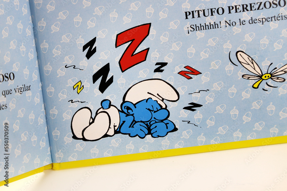 Sleepy Smurf. The Smurfs storybook. Characters created by Peyo. TV ...