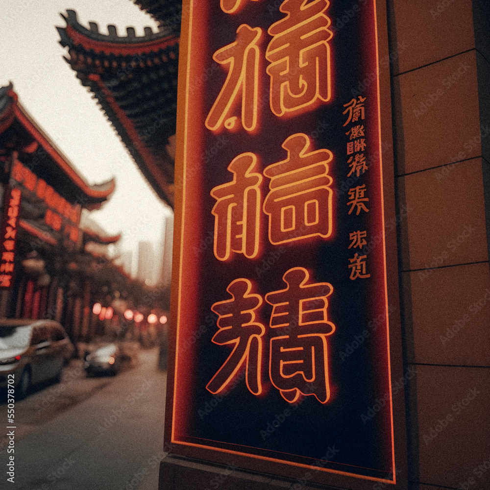 Outdoor street name sign in Chinese towns illustration, granular ...