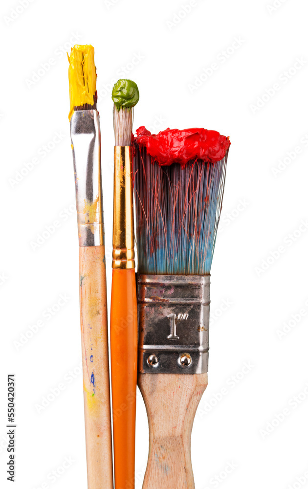 Stack of color artist paint brushes Stock Photo | Adobe Stock