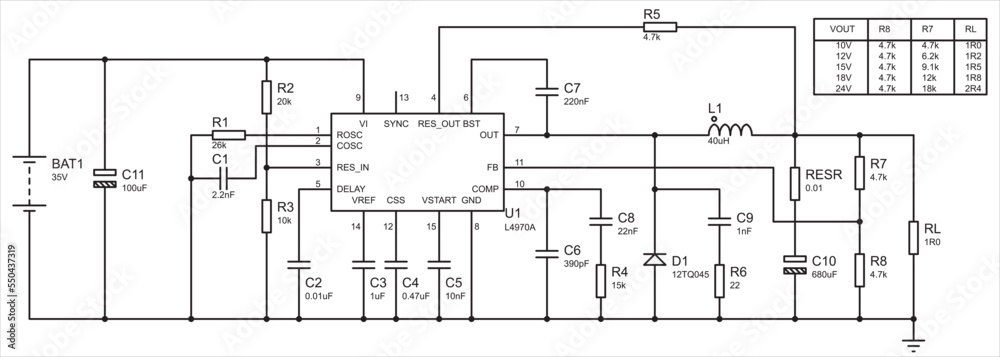 Schematic diagram of electronic device. Vector drawing electrical ...