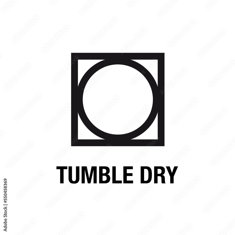 Tumble dry, washing care sign, laundry icon, textile symbol, garment ...