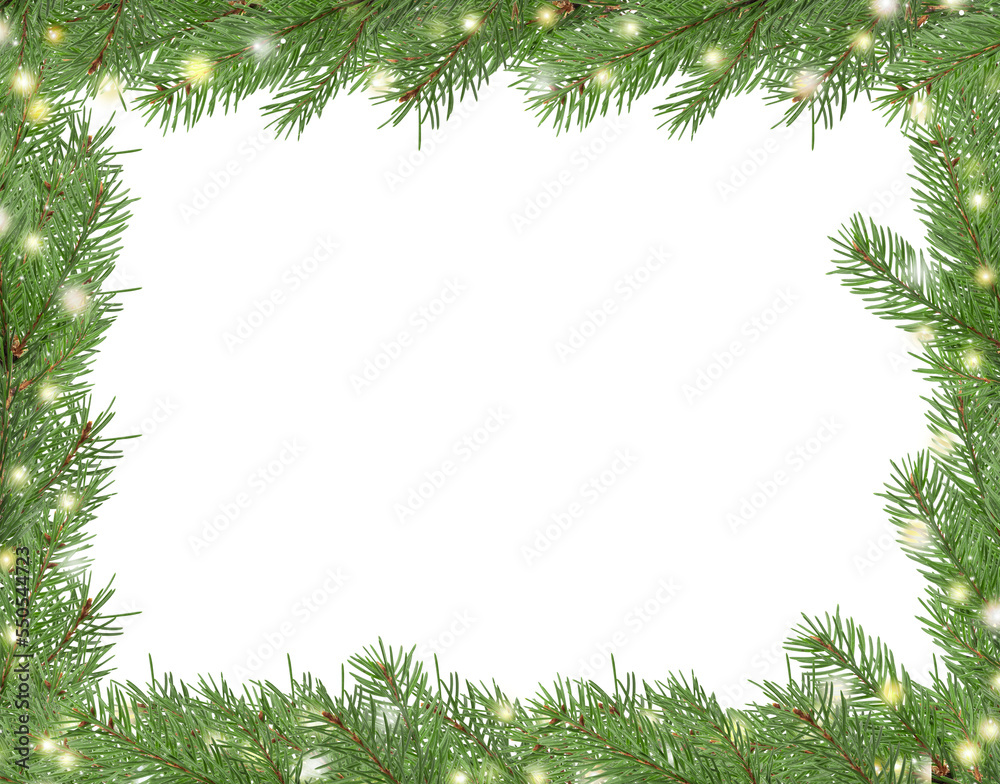 Frame from Pine Brunch. set of decorative borders with green Fir ...