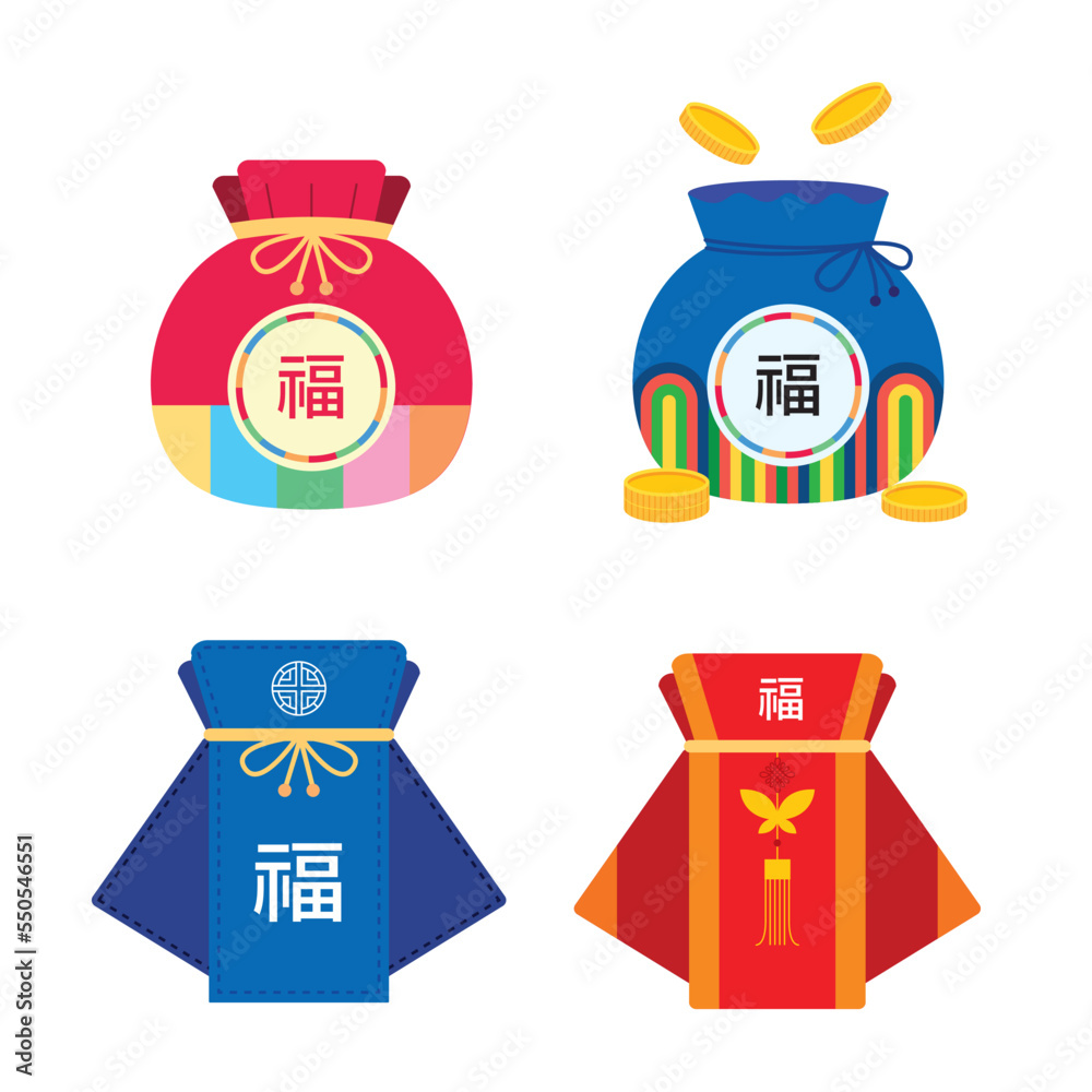เวกเตอร์ Stock 한국전통 복주머니 | Adobe Stock