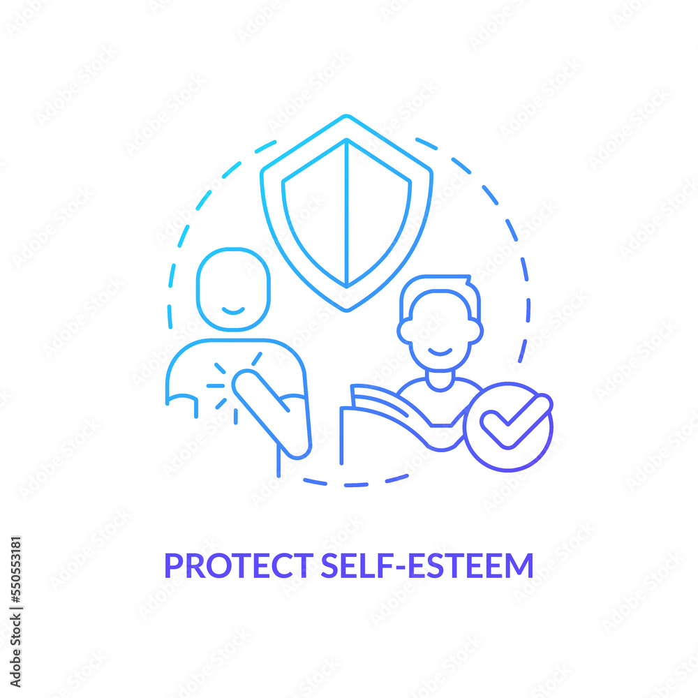 Vector de Stock Protect self-esteem blue gradient concept icon. Support existing beliefs ...